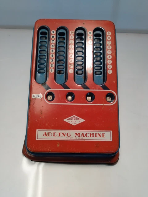 VINTAGE 1940'S MECHANICAL Wolverine Tin Toy Adding Machine Pull Dial ...