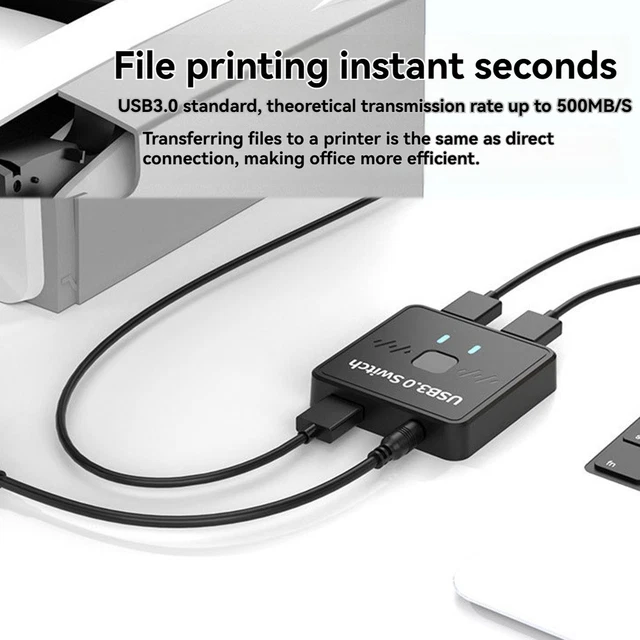 USB 3.0 BIDIRECTIONAL Switcher USB 2-In-1 Printer Sharer Keyboard Mouse ...