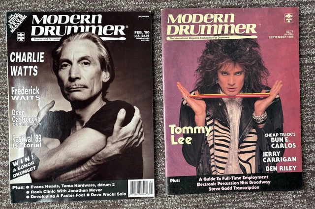 MODERN DRUMMER MAGAZINE September 1986 Tommy Lee & February 1990 ...
