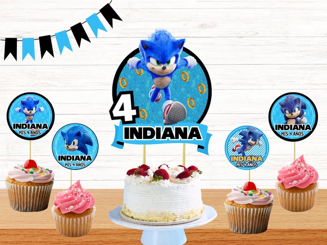 PRINTABLE SONIC HEDGEHOG Cake Topper + Cupcake toppers DIGITAL ...