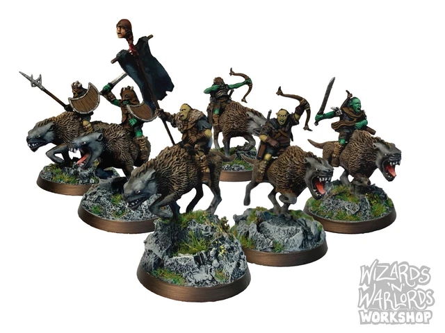 WARG RIDER WARBAND WITH CAPTAIN Lord Of The Rings MESBG LOTR Pro ...