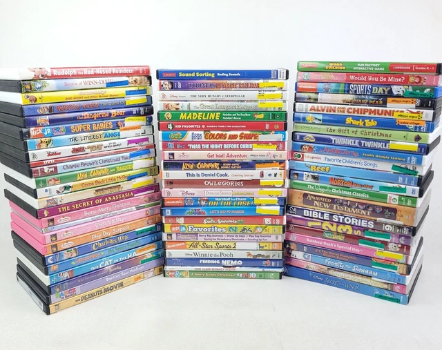 LOT OF 32 Childrens DVDs Educational Elmo Barney Wiggles, 46% OFF