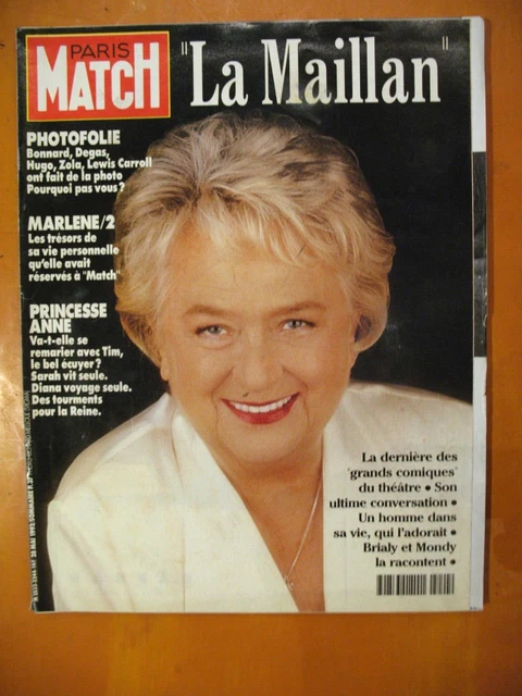 PARIS MATCH N° 2244 du 23/05/1992- La Maillan. Marlène/2. Princesse ...