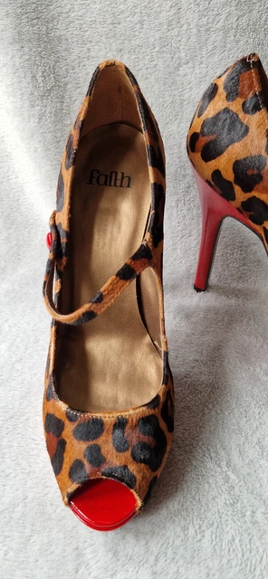 FAITH LEOPARD PRINT red patent platform stilettos sz 7 £11.12 - PicClick UK