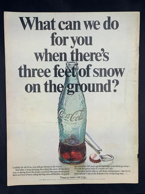 MAGAZINE AD*- 1969 - Coca Cola / Coke - 3 feet of snow EUR 6,89 ...