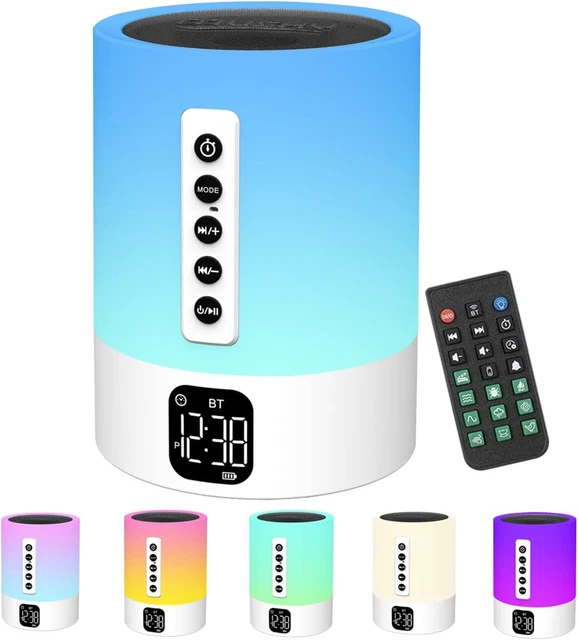 NIGHT LIGHT BLUETOOTH Speaker, White Noise Machine, Touch Bedside Lamp ...