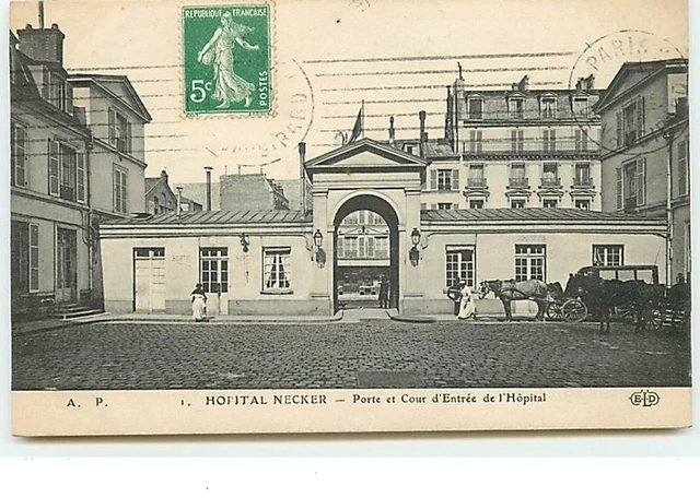 PARIS - NECKER Hospital - Door and Court of Entrance to the Hospital ...