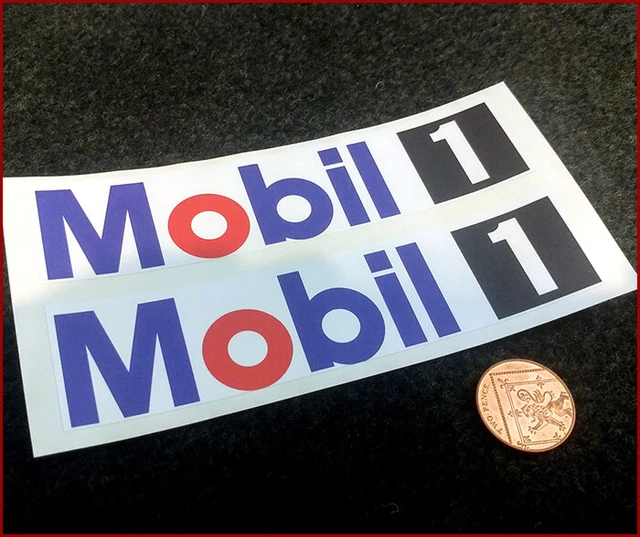 MOBIL 1 X2 150mm Decal Sticker Vinyl Vintage Retro Rally Car Race Rally ...