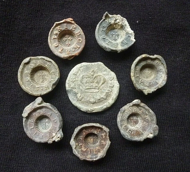 VERY RARE POST Medieval Religious STAMPS Lead SEALS Crown and Cross ...