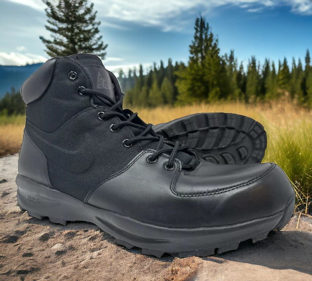 NIKE MANOA ACG ALL Black Leather Lace up Combat Boots Mens Size 9.5 ...