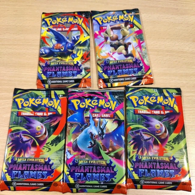 POKEMON TCG MEGA Evolution Phantasmal Flames Booster packs (5 Packs) £ ...