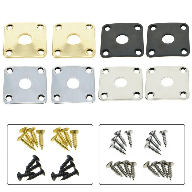 2XCURVED GUITAR OUTPUT Socket Cover Metal Jack Plate screws for Gibson ...