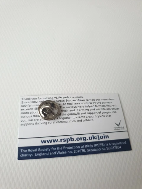RSPB PIN BADGE V&FA Scotland Lapwing Special Edition GNAH £11.99 ...