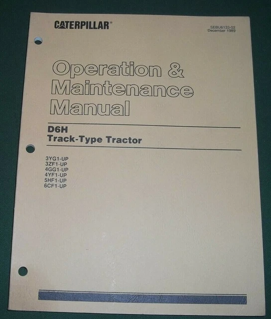 CAT CATERPILLAR D6H Tractor Dozer Operation & Maintenance Book Manual ...
