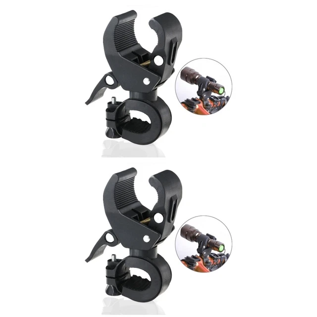 2 PACK FLASHLIGHT Clamp Bike Torch Mount Clip LED Holder Shelf £10.79 ...