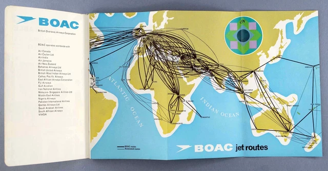 BOAC AIRLINE TIMETABLE July - October 1968 B.o.a.c. Route Map Vc10 ...