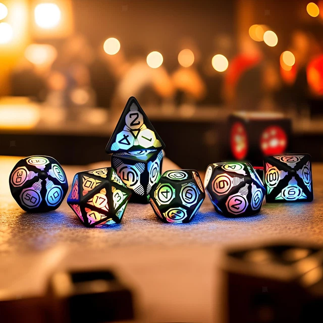 7 PIECES ELECTRONIC Flashing LED Dice Set Electric Dice Glow £35.32 ...