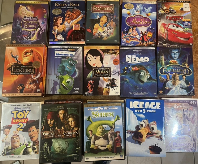 DISNEY LOT OF 21 DVD’s Mulan, Lion King, Toy Story, Shrek, Sleeping ...