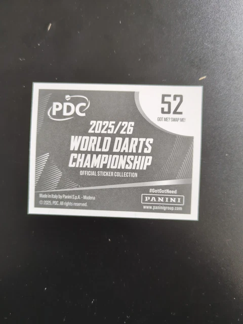 PDC DARTS 2025/26 Sticker Number 52 £1.17 - PicClick UK