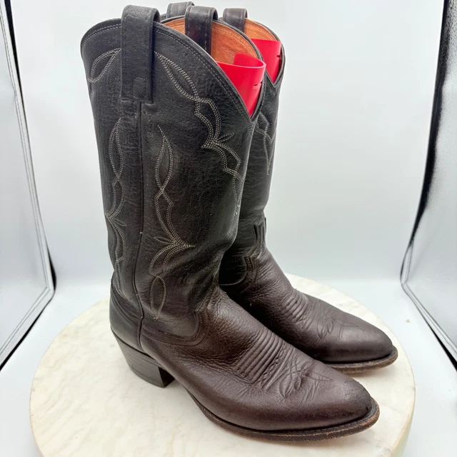 DAN POST COWBOY Boots Men's Black Brown Leather Western Size 8.5D ...