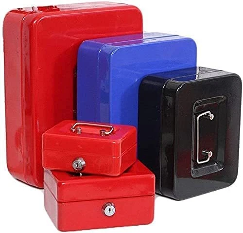 PETTY CASH BOX money bank deposit steel tin security safe with 2 keys ...