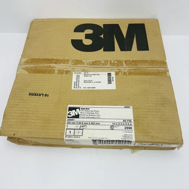3M SCOTCH-BRITE EX2 Deburring Wheel 14” X 2” X 8” 9S Fine 2550 RPM ...