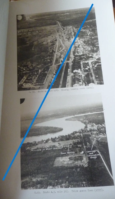 C1940 ISTD PHOTO Malaysia FMS railway Aerial View Kluang & Telok Anson ...