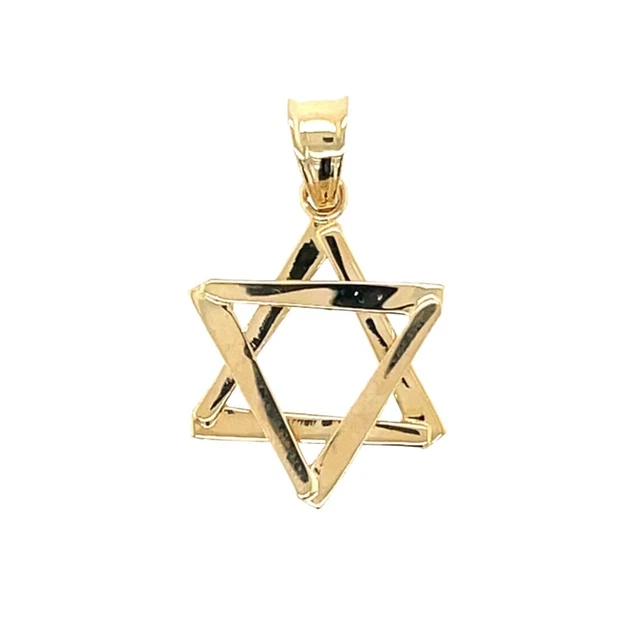 14K SOLID YELLOW/WHITE Gold Magen David Star of David Jewish Star ...