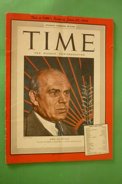 TIME MAGAZINE JUIN 20, 1949 JOHN JAY McCLOY EUR 42,43 - PicClick FR