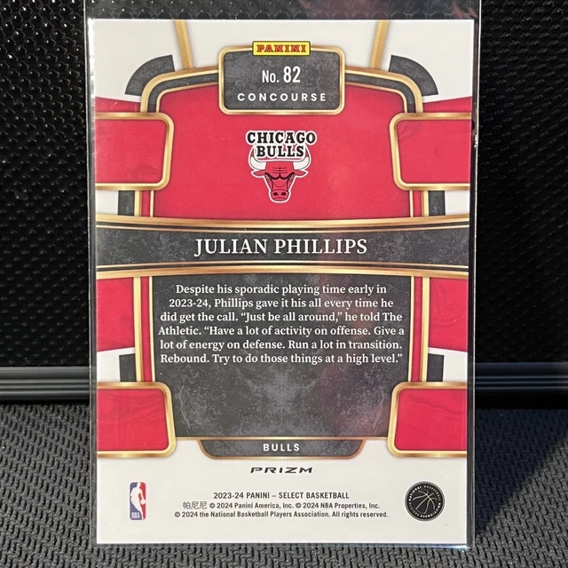 2023-24 PANINI SELECT NBA #82 Julian Phillips RC Rookie Concourse Prizm ...