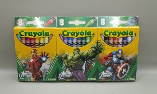 CRAYOLA MARVEL AVENGERS 3-Pack, 8 Crayons Each- Iron Man, Hulk, Captain ...
