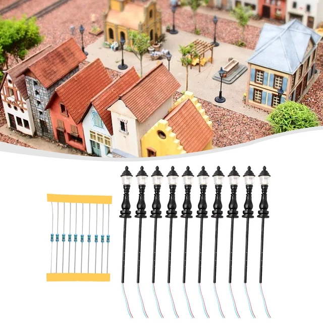 10 PACK Model Railroad Train OO / HO Scale Lamp Posts Led Street LightS ...