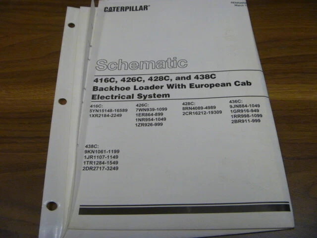 CATERPILLAR 416C 426C 436C Backhoe Elec Wiring Diagram Schematic Manual ...