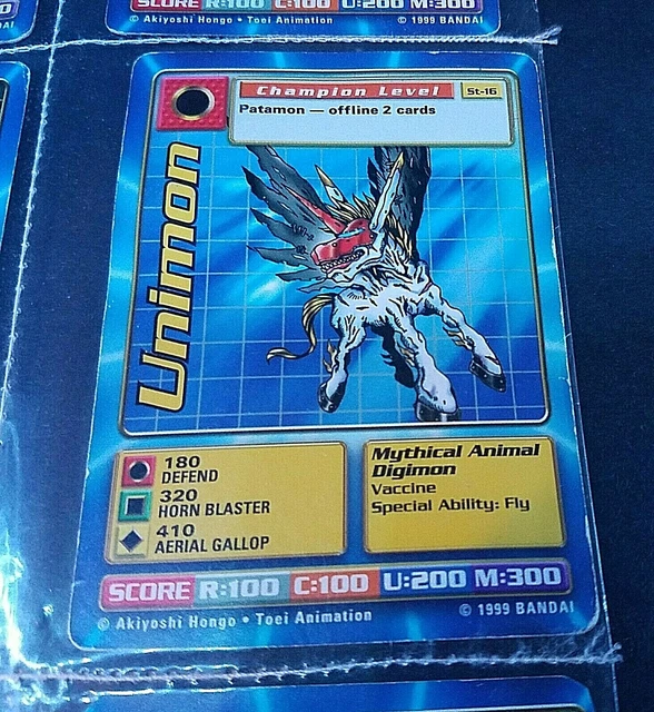 DIGIMON DIGITAL MONSTERS "Unimon" Champion St-16 (Bandai, 1999) Single ...