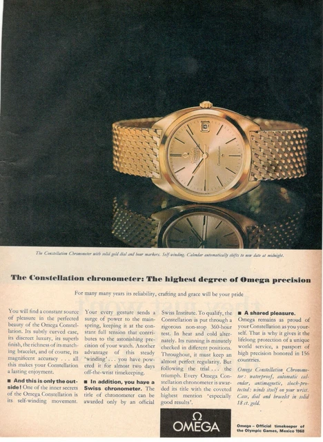 OROLOGI OMEGA CONSTELLATION 1968 Publicidad Vintage Cronómetro Mexico ...