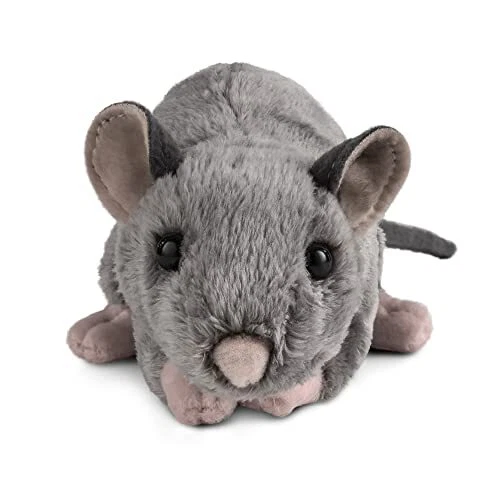 RAT WITH SQUEAK Realistic Soft Cuddly Farm Toy Grey 18cm Squeak Sports ...