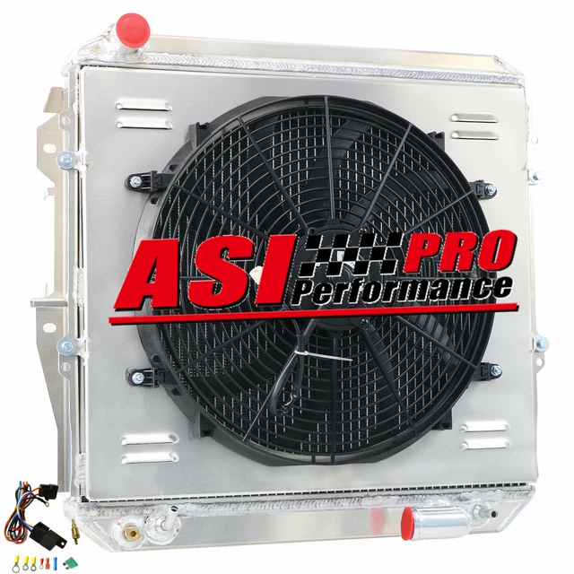 4ROW RADIATOR+SHROUD FAN+RELAY Fit Toyota Surf Hilux LN130 LN106 LN107 ...