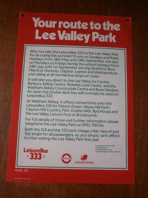 LONDON TRANSPORT BUS Stop Timetable Panel Poster-Your route to Lee ...