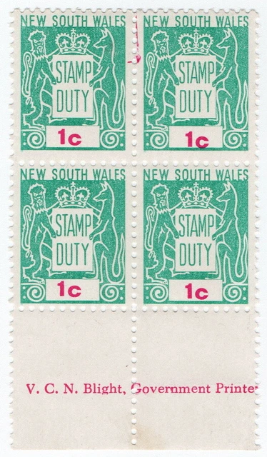 (I.B) AUSTRALIA - NSW Revenue : Stamp Duty 1c (marginal) £8.99 ...