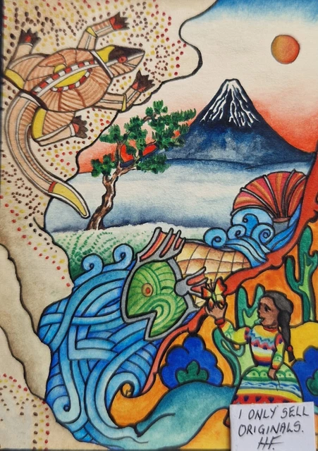 ACEO ORIGINAL PAINTING. Signed HF. Colour explosion! Celebration of ...