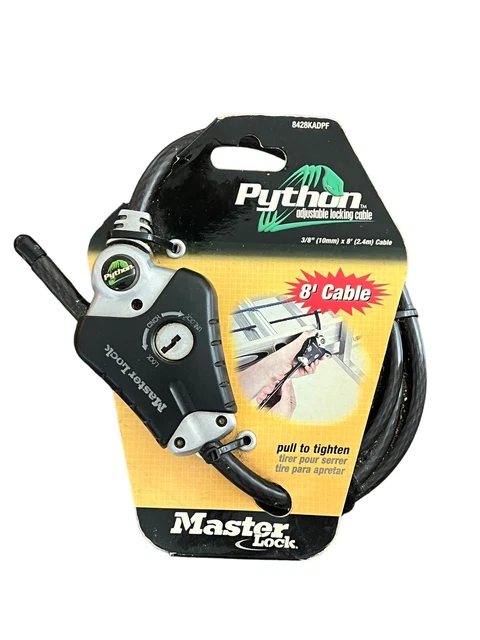 MASTER LOCK 8 Ft Python Vinyl Coated Steel Cable Adjustable Locking ...