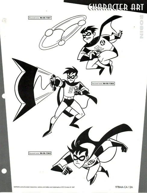 THE NEW BATMAN Adventures ROBIN Model Sheet Studio Guide COPY Page WB ...