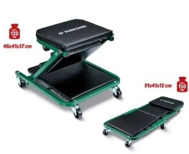 CAR MECHANIC CREEPER & Stool 2in1 Foldable Garage Padded Seat Sturdy ...