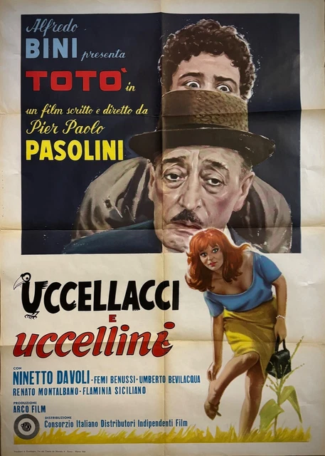 UCCELLACCI E UCCELLINI-MANIFESTO affiche originale-2F-Toto' (Pasolini ...