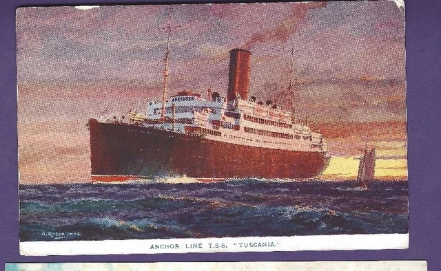 TSS TUSCANIA @ Sea Postcard - Anchor Line £8.12 - PicClick UK