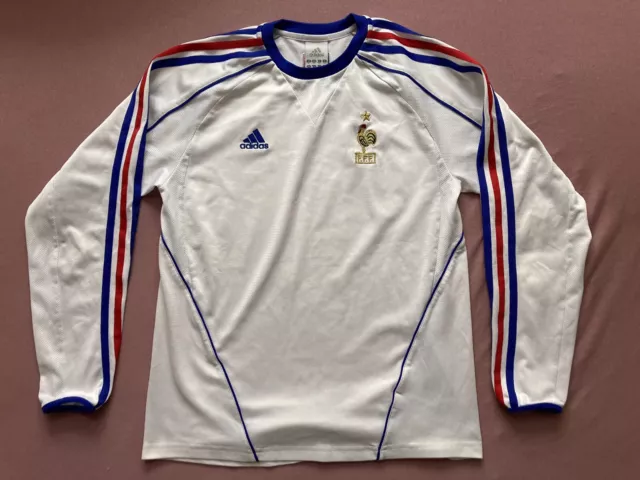 ADIDAS FFF MAILLOT Ancien Équipe France Football Blanc Manches Longues ...