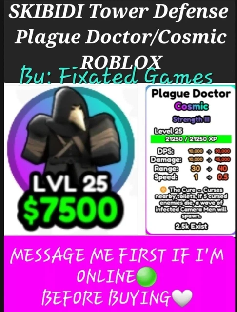 Skibidi Tower Defense Plague Doctor Cosmic Roblox Check Photo £9 99