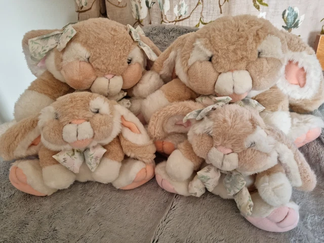VINTAGE 80'S/90'S Thumper Rabbit Family X 4 Cute Fluffy Bunnies Retro ...