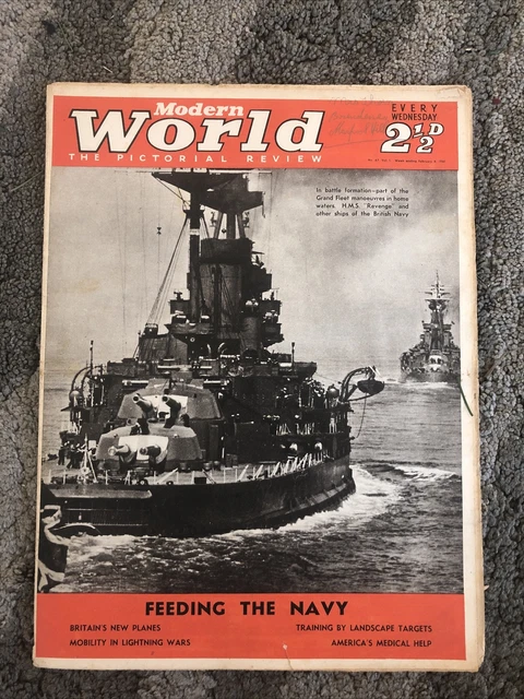 MODERN WORLD MAGAZINE February 8 1941 HMS Revenge Royal Navy P38 ...