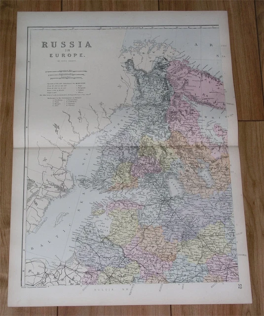 1891 FOUR-SHEET ANTIQUE Map Of Russian Empire In Europe Russia Finland ...
